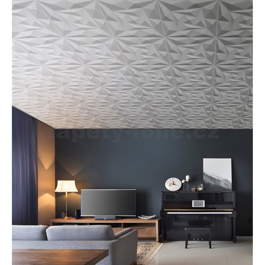 Obkladové panely 3D PVC Quarz biely rozmer 500 x 500 mm, hrúbka 1 mm ...